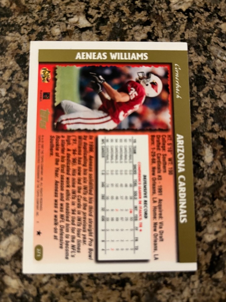 Aeneas Williams 1997 Topps signed auto football card Arizona Cardinals ...