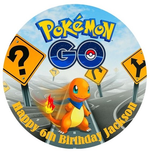 1 x Pokemon GO Charmander 19cm round custom cake topper edible image ...