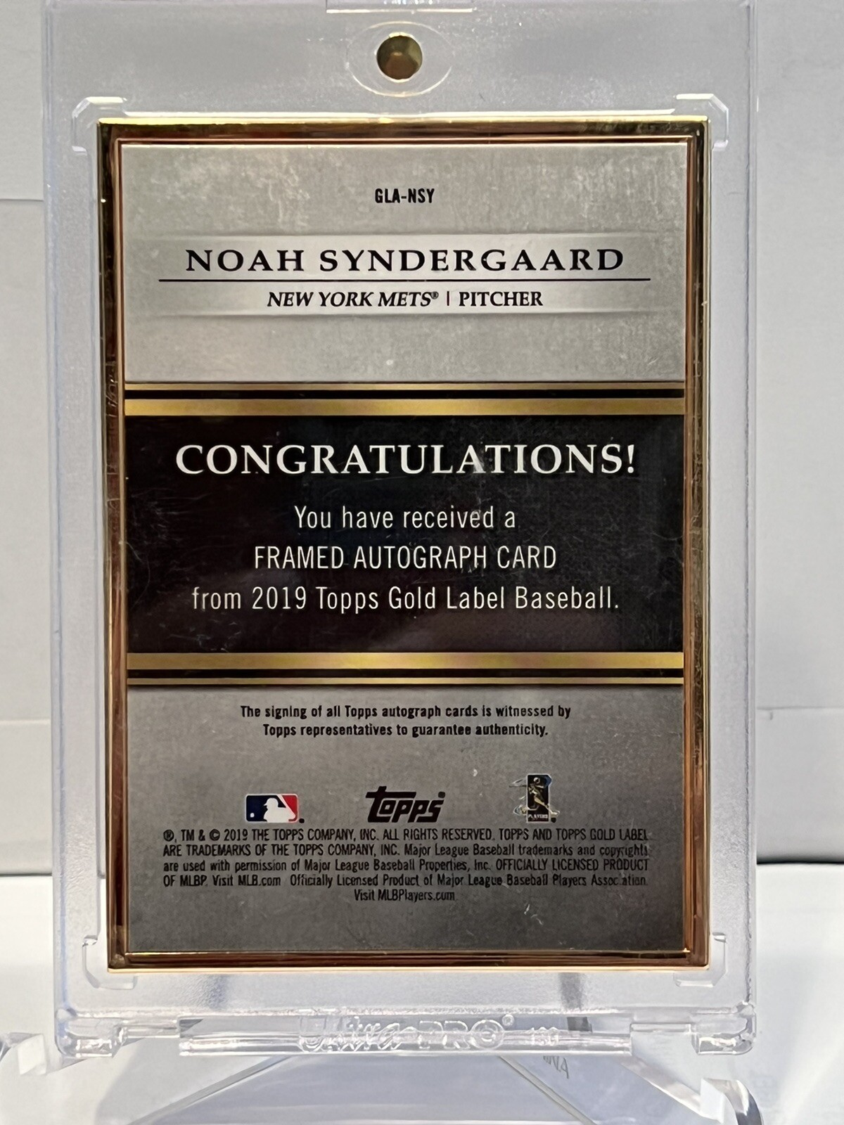 2019 Topps Gold Label Framed Autographed Blue /50 Noah Syndergaard #GLA ...