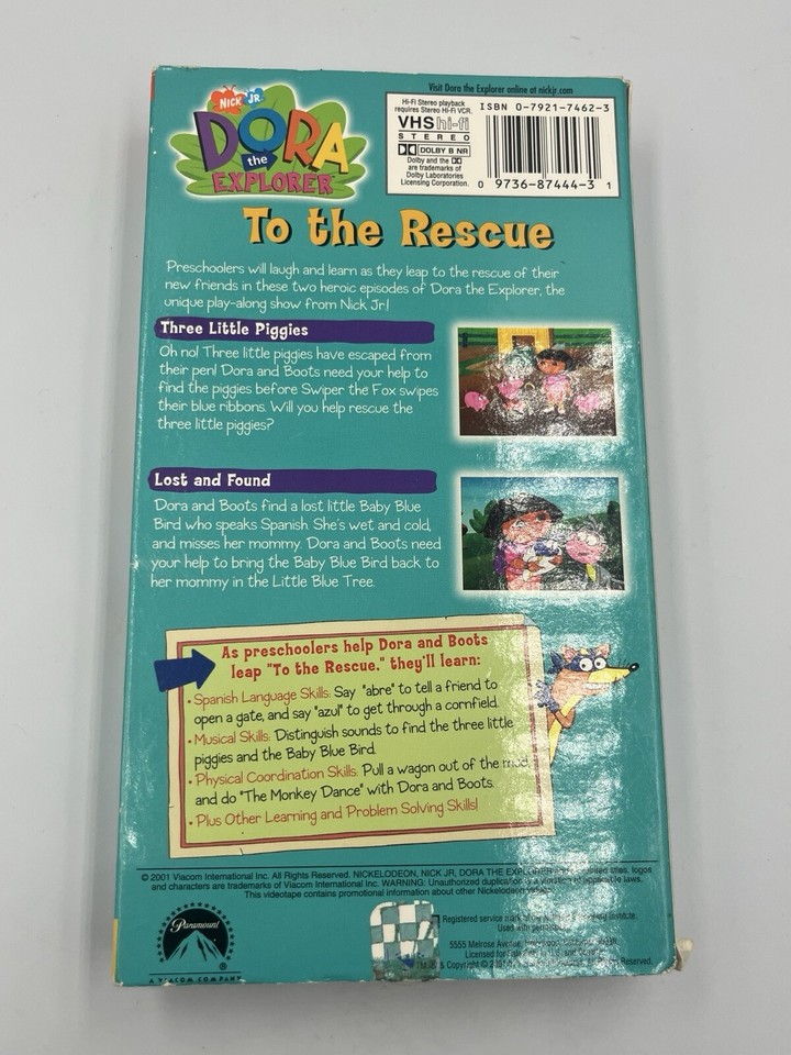 Nick Jr Dora the Explorer Dora To The Rescue VHS 2001 Video Tape ...
