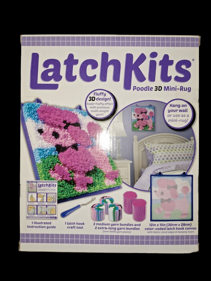 Latch Kits Pink Poodle 3D Mini-Rug The Classic Latch Hook Craft Kit | eBay