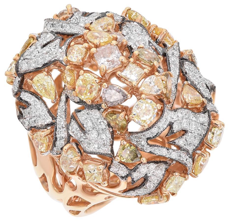 EXTRA LARGE 4.10CT WHITE & MULTI COLOR DIAMOND 18KT R… - Gem