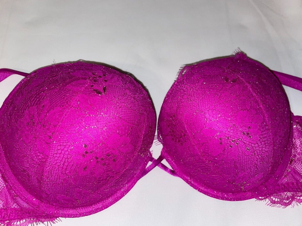 VICTORIA SECRET BOMBSHELL BRA ADD 2 CUP PLUNGE Super Push UP NEW Shine ...