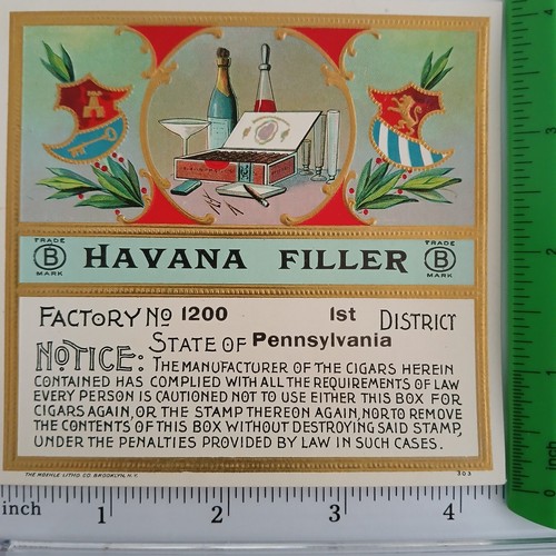 HAVANA FILLER - OUTER CIGAR BOX LABEL - ORIGINAL - APROX. 4" × 4.5 " | eBay