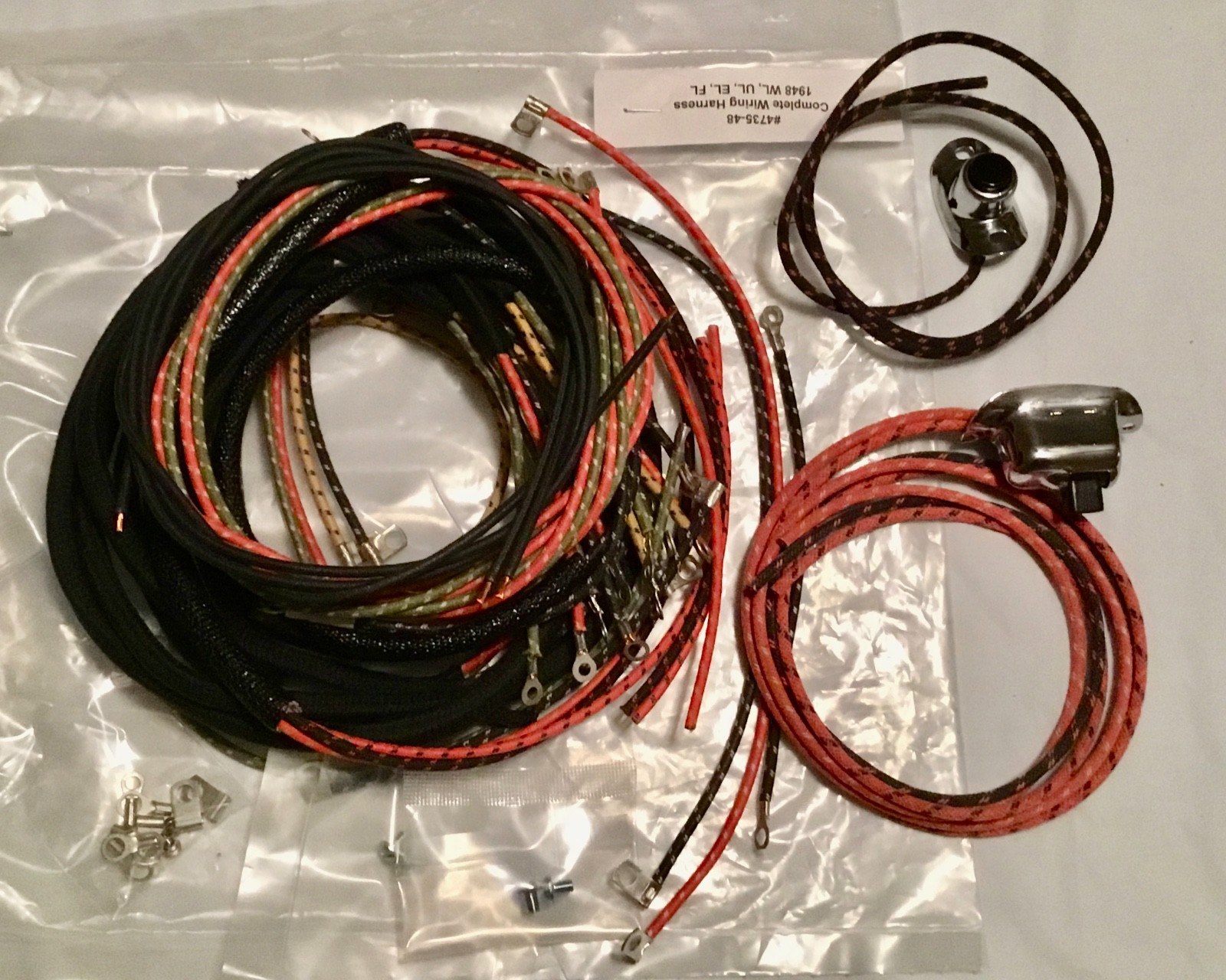 Harley Complete 1948 Wiring Harness Panhead UL WL W/ Wired Switches USA ...