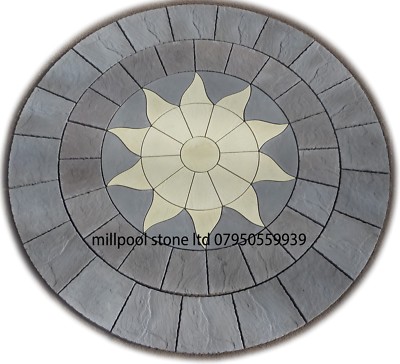 3.46M CHARCOAL GREY BUFF SUN CIRCLE PATIO SLABS STONE [ DELIVERY ...