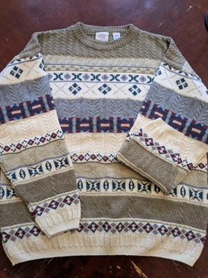 Vintage Riggins Knit Sweater XL Men 90s Wool Blend Nordic Pattern ...