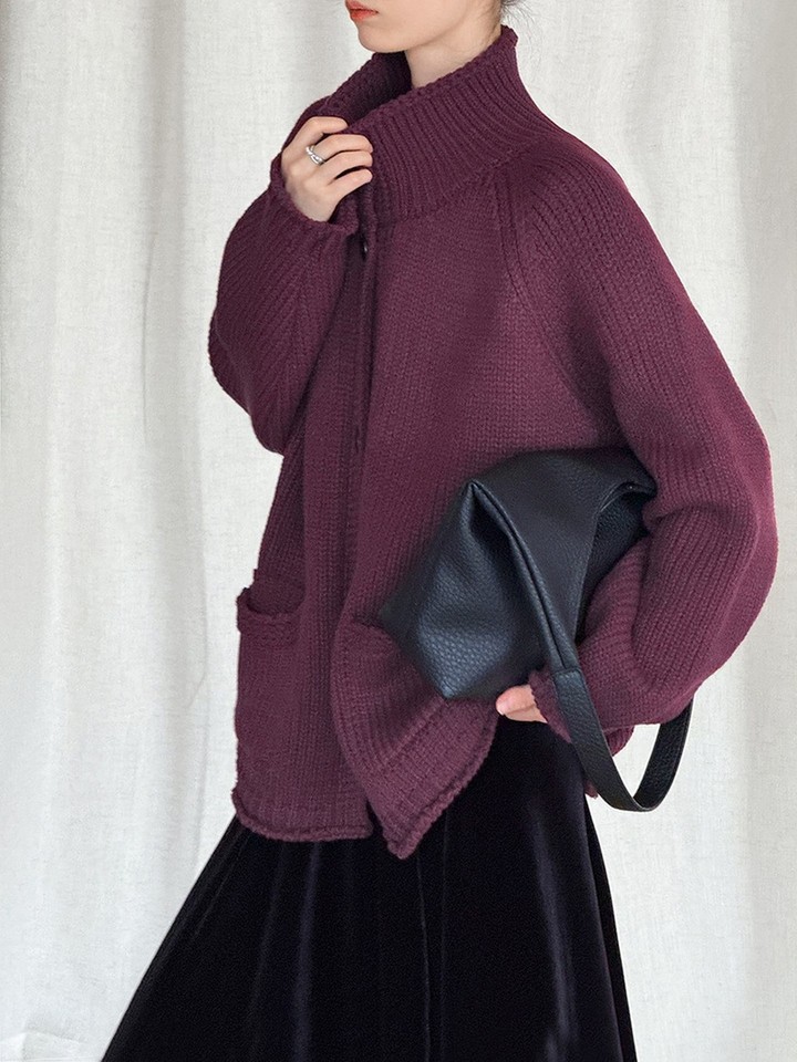 Women Winter Knitted High Neck Warm Pullover Sweater Knit Jacket Long ...