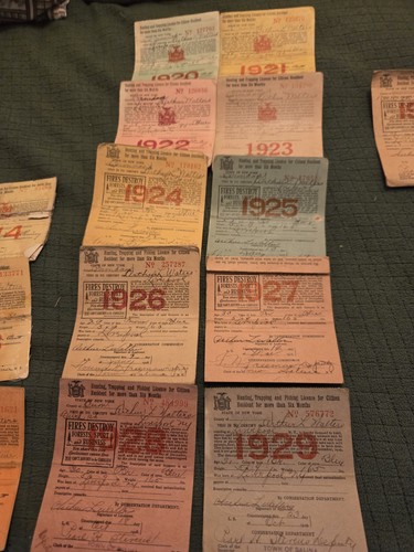 Vintage NY State Hunting Licenses 1920-1929 Hunting Trapping Fishing | eBay