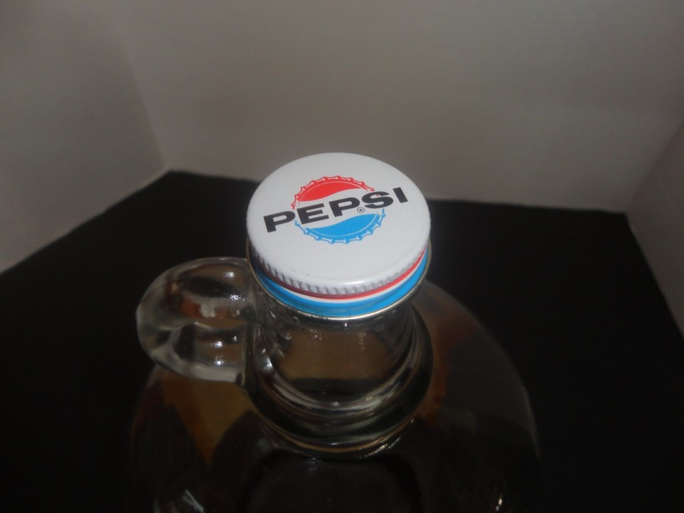 PEPSI SODA FOUNTAIN SYRUP JUG PAPER LABEL W/CAP CLEAR GLASS JOHNSON ...