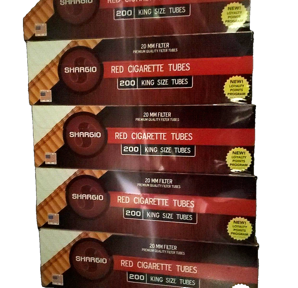 Shargio Cigarette Tubes 5 Boxs of 200 Ct King Reds total 1000 | eBay