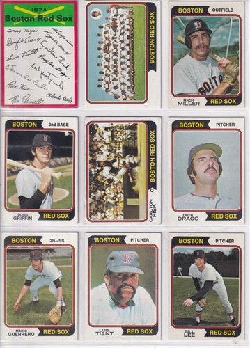 1974 Topps Boston Red Sox Team Set (30 Cards) Set B | eBay