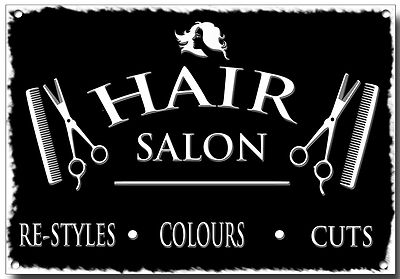 HAIR SALON METAL SIGN,RE-STYLES,COLOURS,CUTS, SIGNAGE, HAIR CUTS, SHOP ...