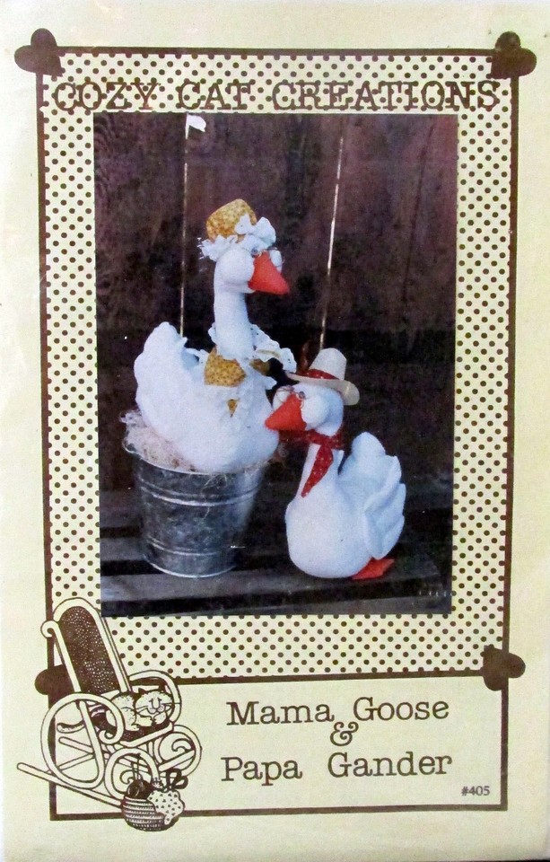 Vtg 80s Cozy Cat Creations craft pattern GOOSE GANDER 16" soft ...
