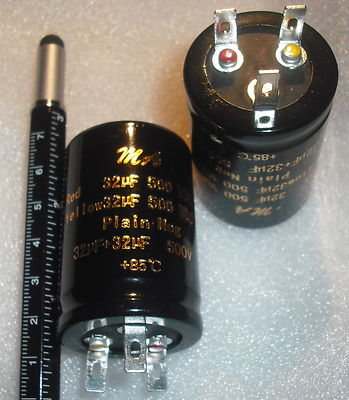 32+32uf 32uf+32uf 500v electrolytic capacitor 500 volt 35mm dual cap 32 ...