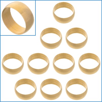 10pcs 14mm OD Brass Double Taper Ferrule Compression Sleeve Ring ...