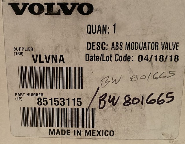 85143184 VOLVO D13 VNL TRUCK ABS MODULATOR VALVE BENDIX K079664 NO CORE ...