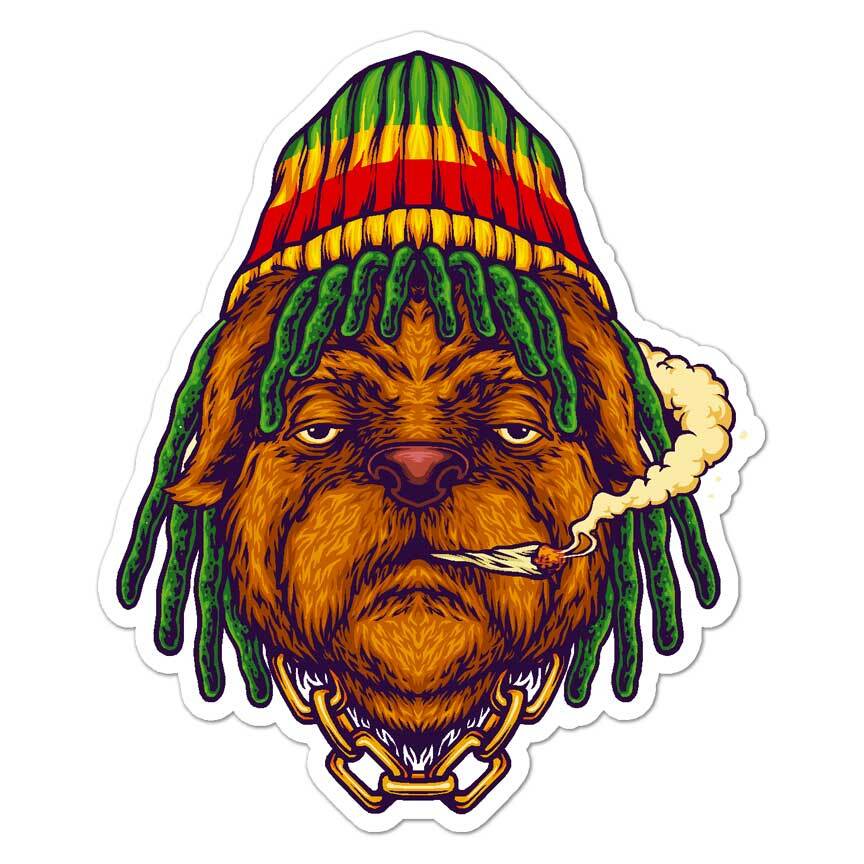 Rasta Stoner Dog, Vinyl Decal Sticker, Indoor Outdoor, 3 Sizes, #7804 ...