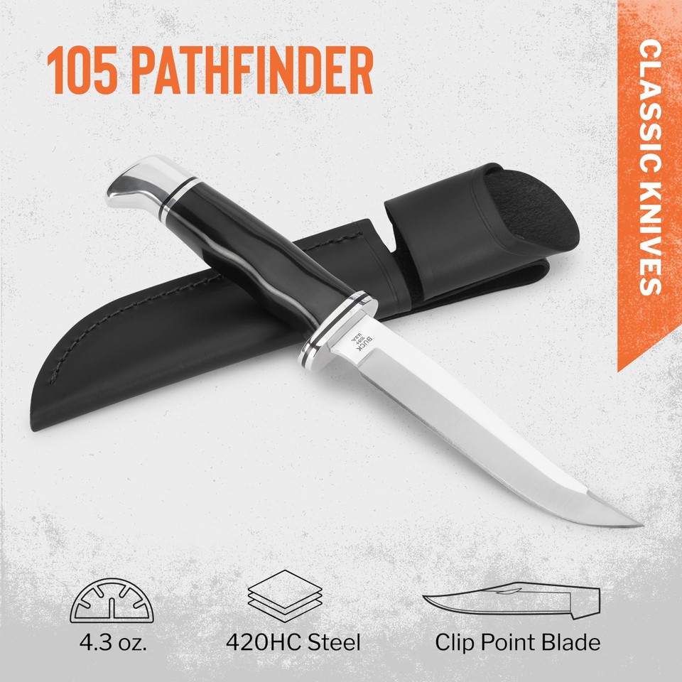 Buck Knives 105 Pathfinder Hunting Knife, 5 Fixed Blade, Full Tang ...
