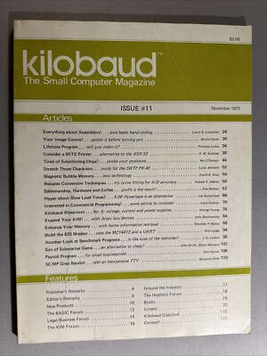 kilobaud Issue 11 MAGAZINE Rare November 1977 UOS RARE VINTAGE COLLECTIBLE | eBay