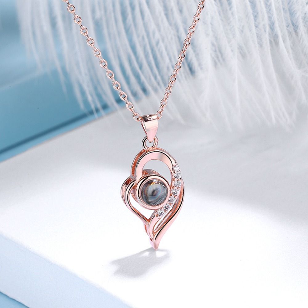 Rose Gold/Silver Projection Photo Necklace Projection Pendant Woman | eBay