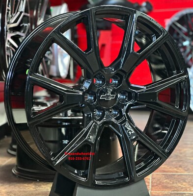 26'' inch Chevy Silverado Y Spoke Wheels Gloss Black Tires Tahoe Yukon ...