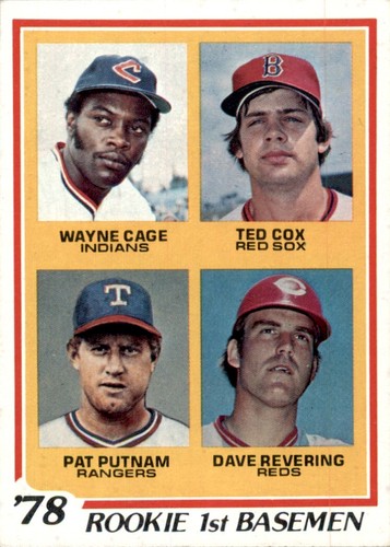 1978 Topps Baseball Rookie First Basemen - Wayne Cage/Ted Cox/Pat ...