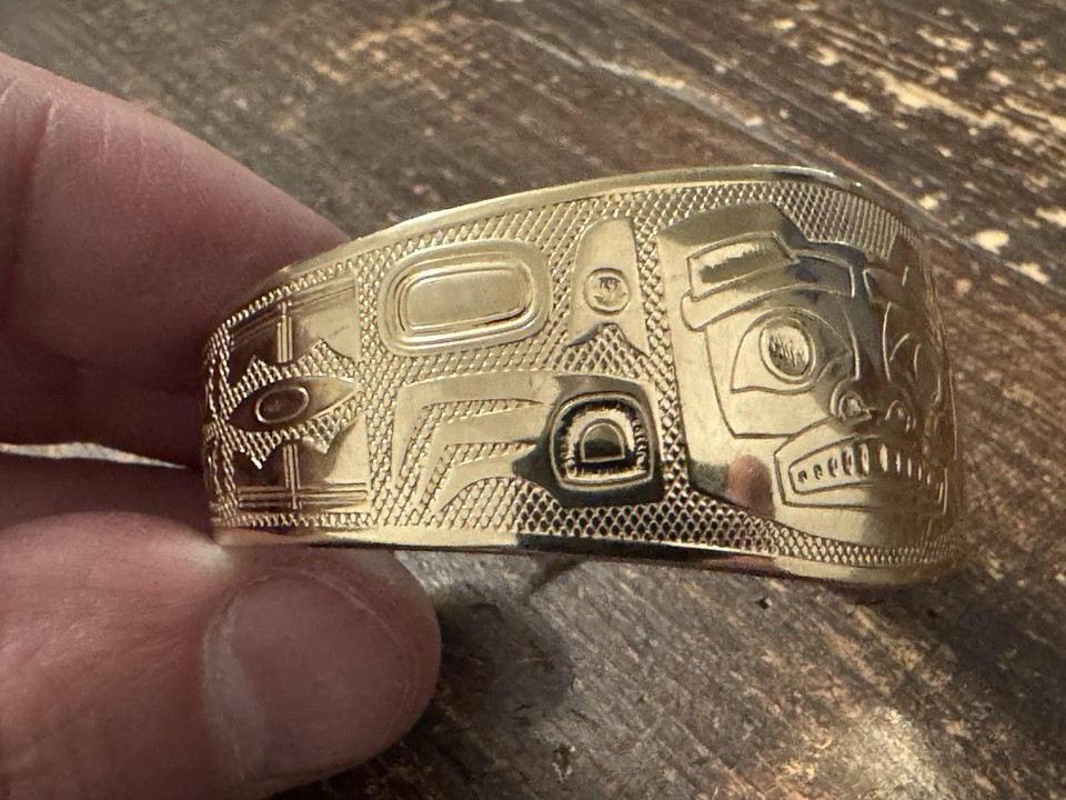 Solid 14K Gold Women’s Alaska Native Design “Bear” Bracelet - Vintage ...