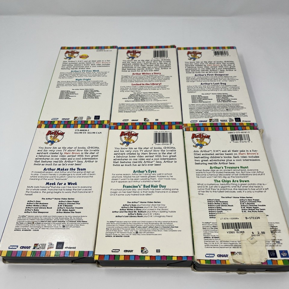 Arthur VHS Lot of 6 Tapes PBS Kids Arthur's Treasure Hunt First ...