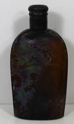 1880's AMBER STRAP SIDE WHISKEY 1/2 PINT FLASK . | eBay