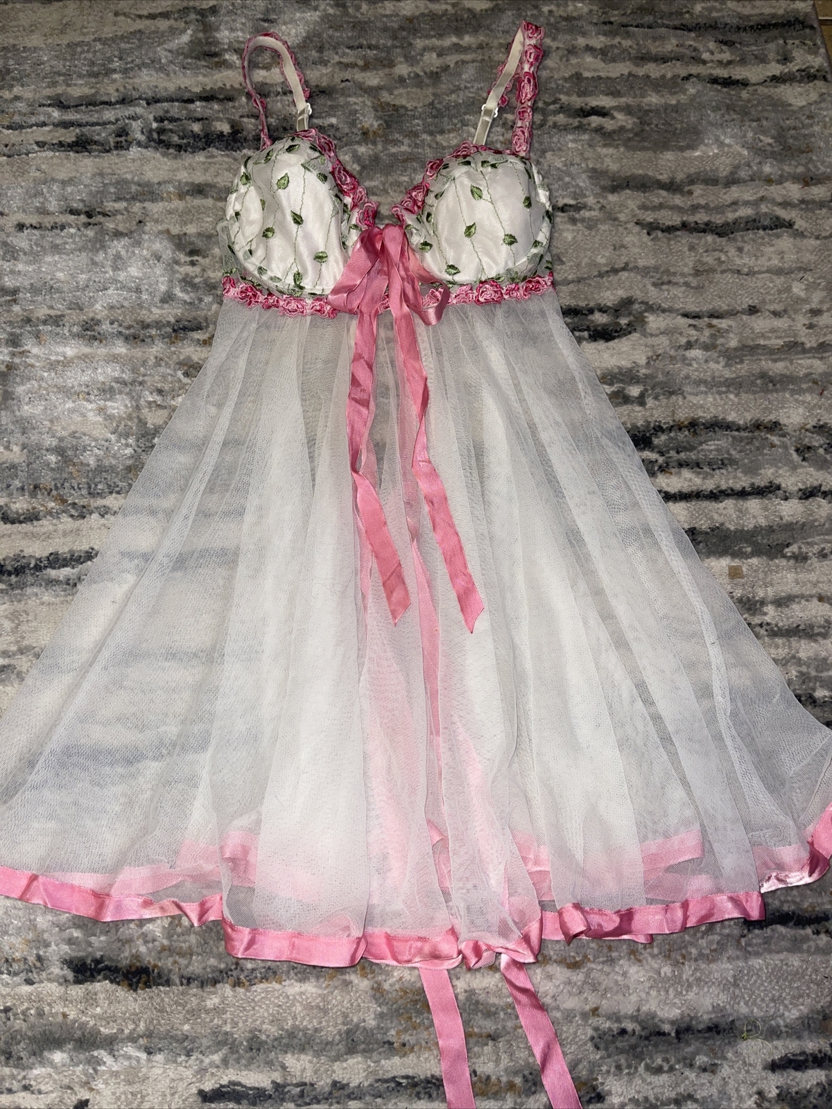 Rare Vintage 1997 Victorias Secret Sexy Sheer Rose Ga… - Gem