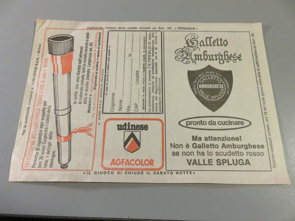 Bulletin De Totocalcio Non Joué Avec Quelques Signes Concours 26 Du 19 ...