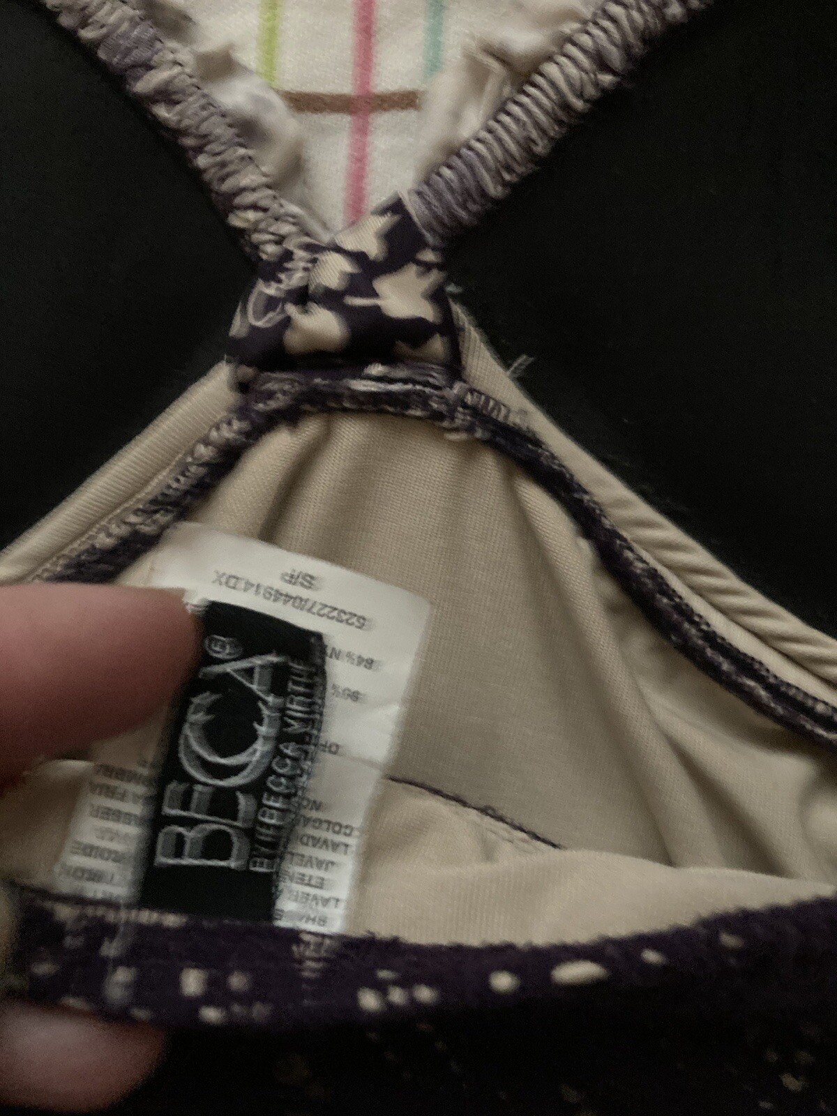 Becca Swim Set Tankini Bottom Purple Beige Color Size Small Bra Inside ...