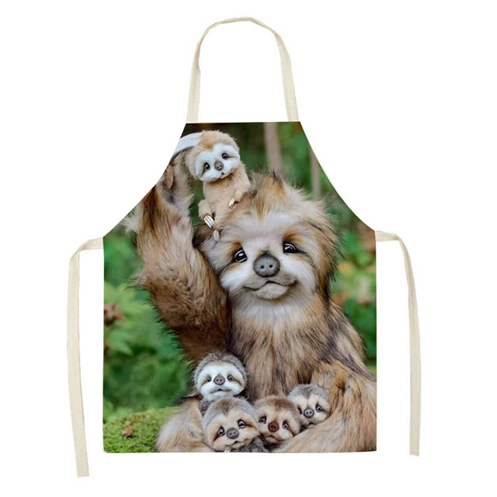 Sloth Printed Linen Apron Waterproof Kitchen Chefs Cooking Accessories ...