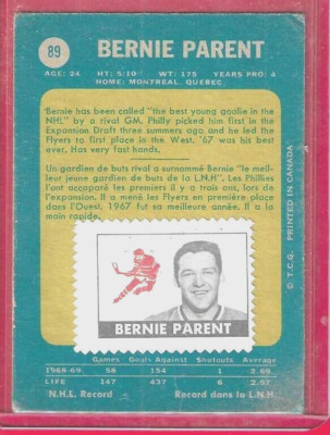 1969-70 OPC With **STAMP**BERNARD PARENT**2ND YEAR!#89 PHILADELPHIA ...