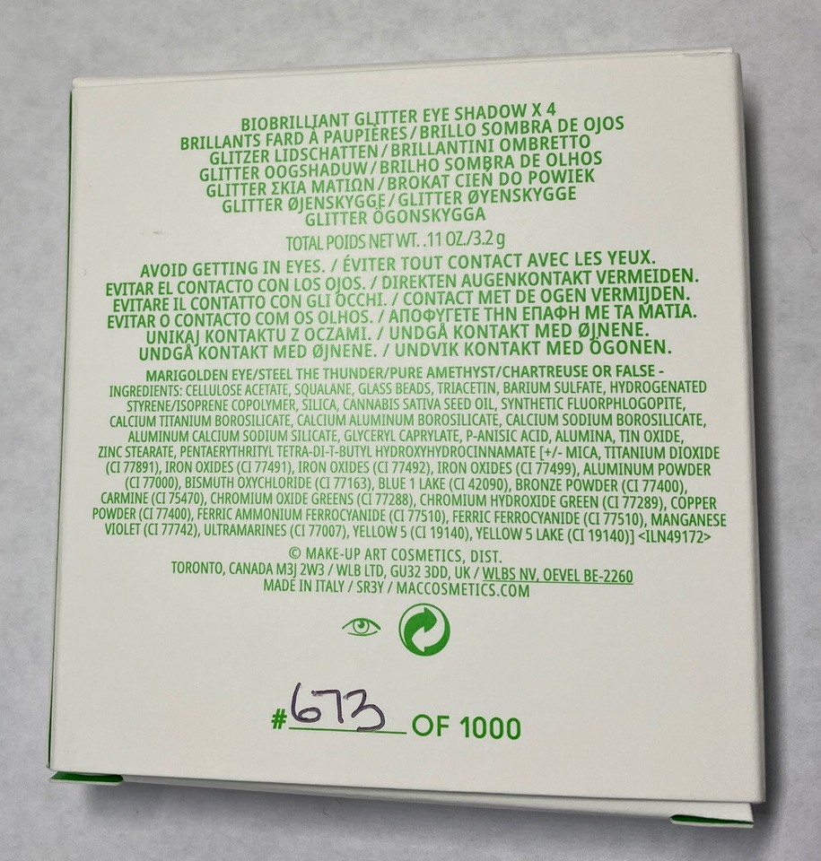 NEW RARE MAC Underground Biobrilliant Glitter Eyeshadow X4 #673 Of 1000 ...