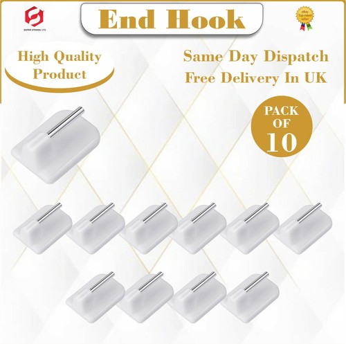 20x White Self Adhesive Curtain Rod End Sticky UPVC Window Net Wire ...