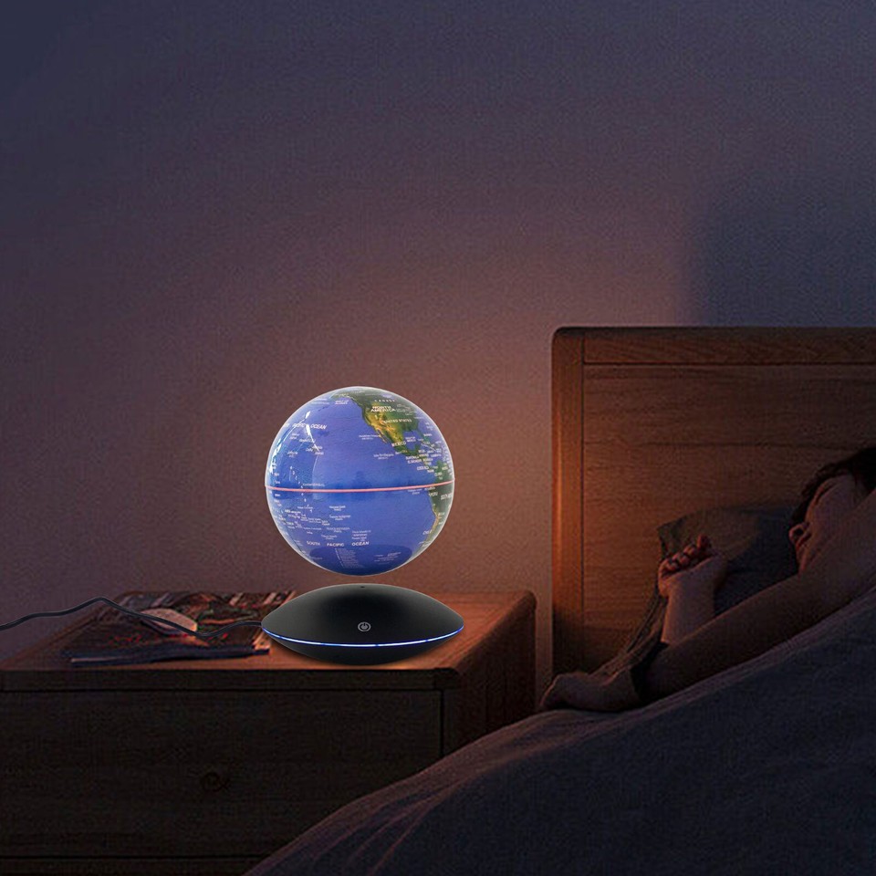 Magnetic Levitation Floating Globe Light LED World Map Rotating Night ...