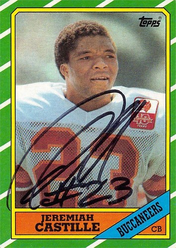 Jeremiah Castille autographed football card Tampa Bay Buccaneers 1986 ...