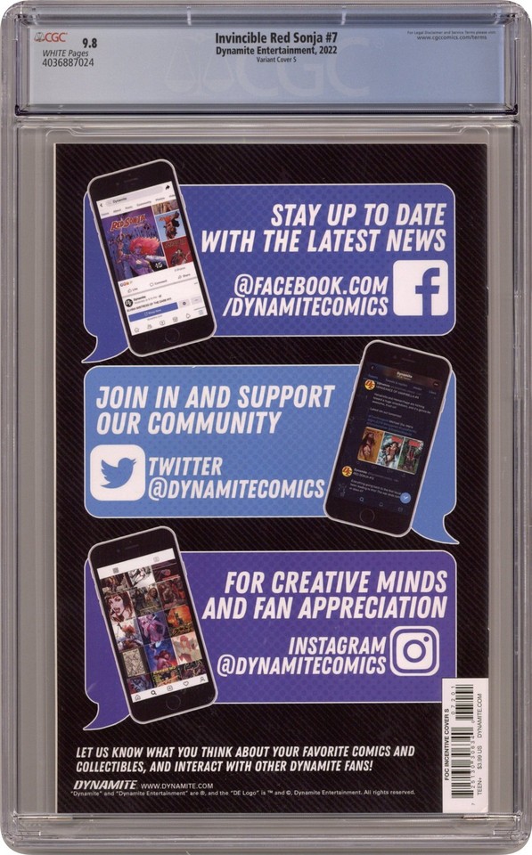 Invincible Red Sonja #7S Cohen Ultraviolet Variant CGC 9.8 2022 ...
