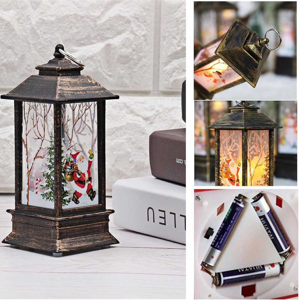 Alfyng Christmas Lantern, Santa Claus Wind Lamp, LED Flame Effect ...