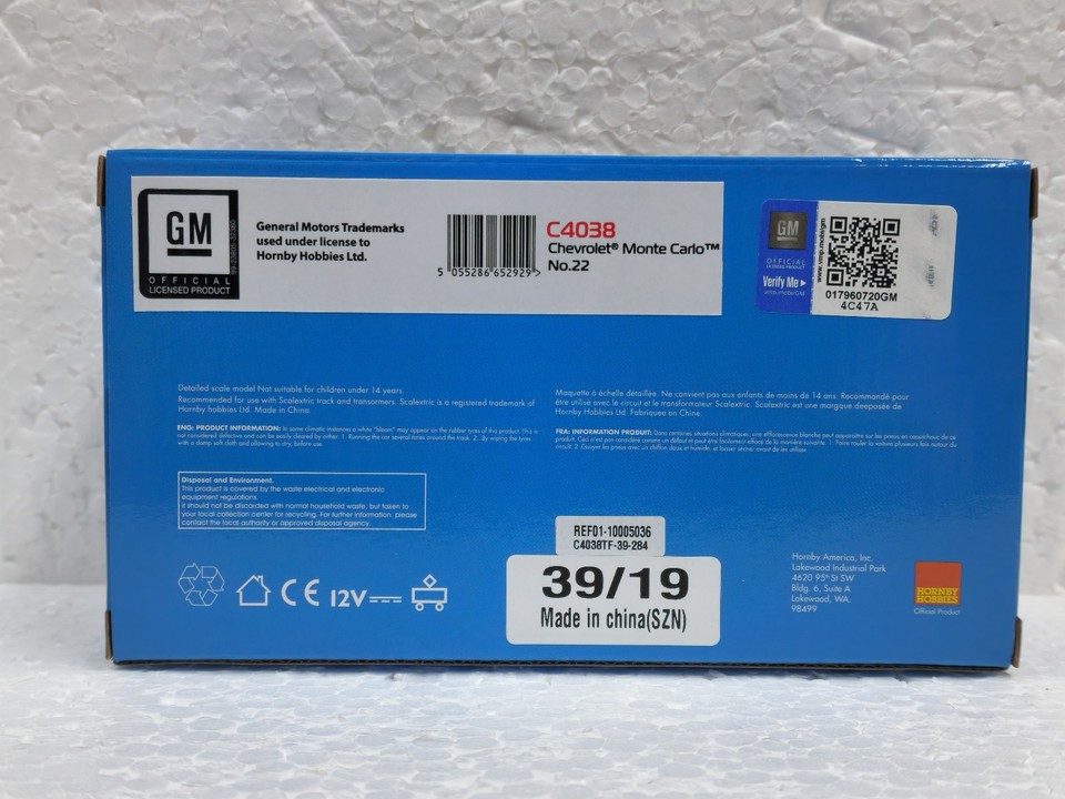 Scalextric C4038 Chevy Monte Carlo Optimum 1986, #22 1:32 Slot Car *DPR ...