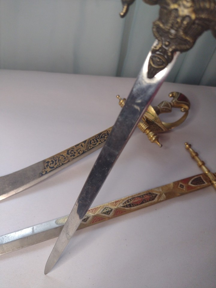 Lot Of 3 Mini Metal Swords Rapier, Letter Opener Vintage | eBay