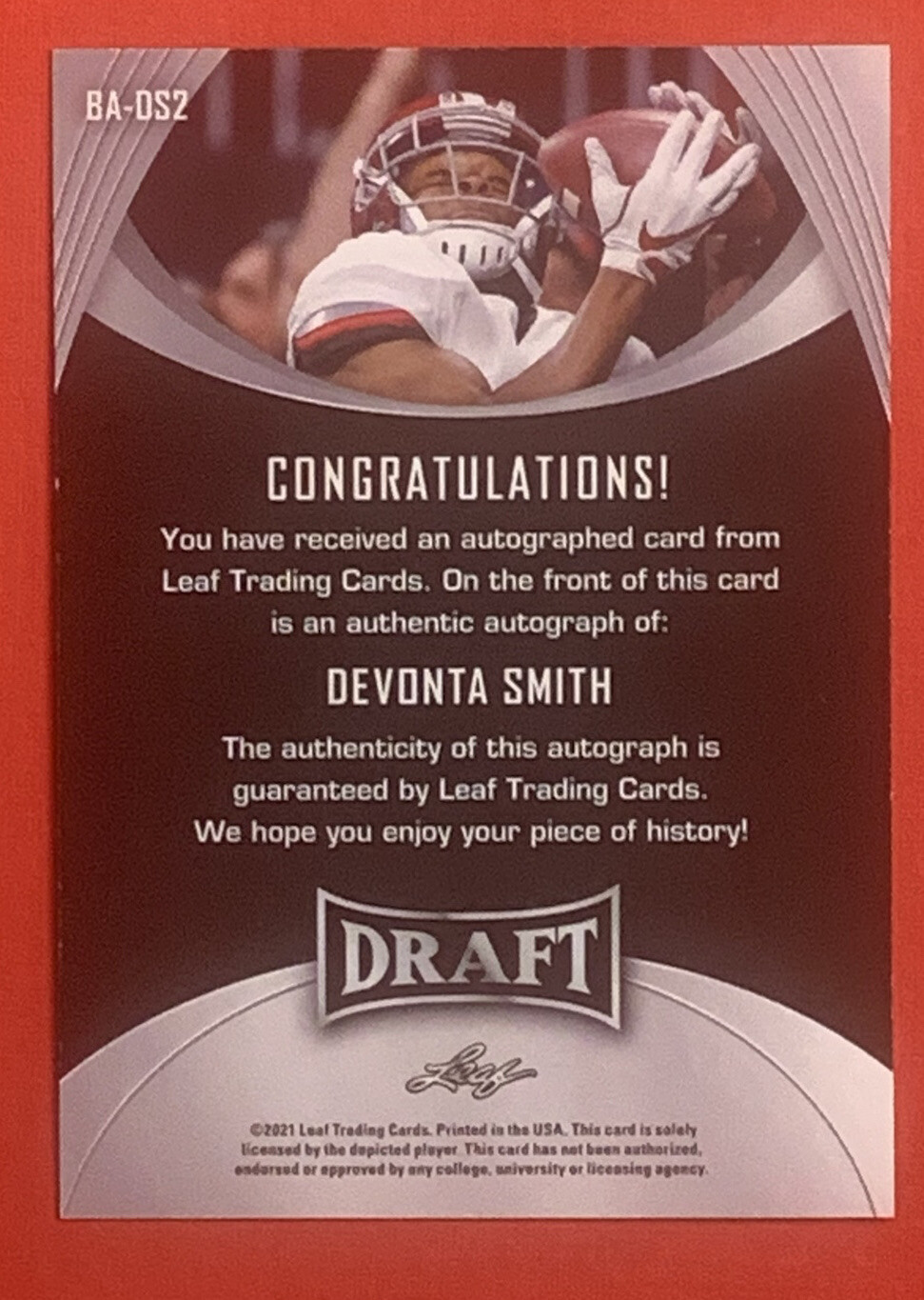 2021 Leaf Draft - Autographs Green #BA-DS2 Devonta Smith (AU, RC) for ...