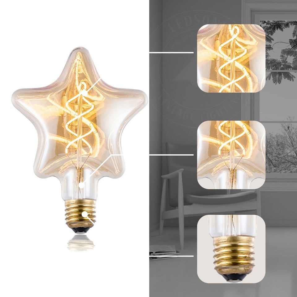 LEDSONE Vintage LED Bulb 4W Edison Style Spiral Filament Light Bulb E27 ...