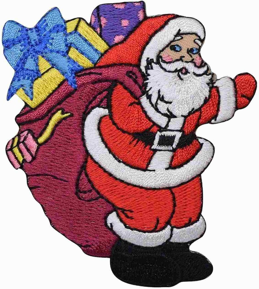 Santa Claus Patches (2-Pack) Christmas Embroidered Iron On Patch ...