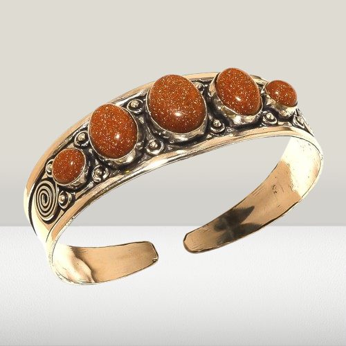 Sunstone Amazing 5 Gemstone Cuff Charm Bracelet Jewelry | eBay