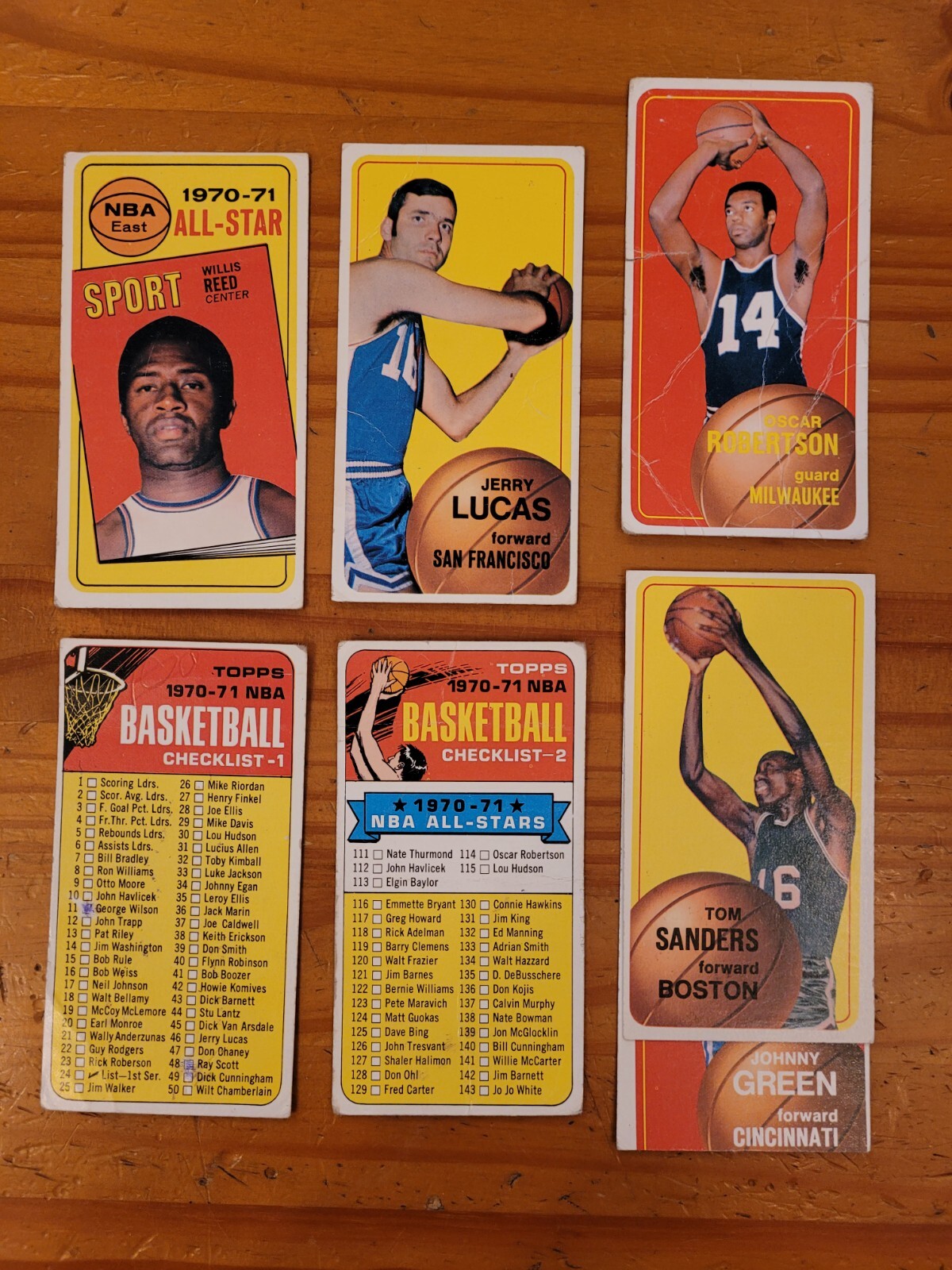 1970-71 Topps Basketball Cards (7) Lucas, Reed, Robertson, Checklists ...