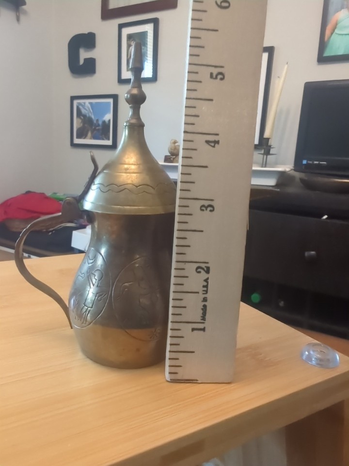 Dallah Coffee Pot Solid Brass Jar Old Mini Arabic Middle Eastern ...