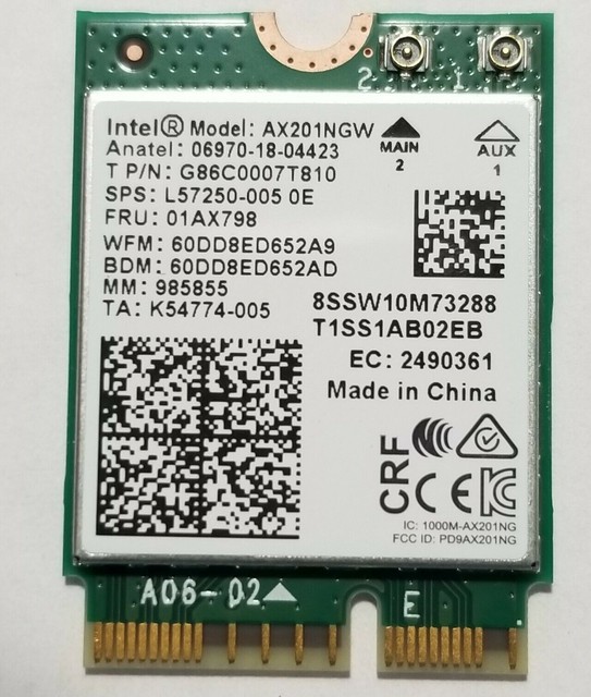 Intel Ax201.ngwg.nv Network Wi-fi 6 Ax201 2230 2x2 AX BT No vPro for ...